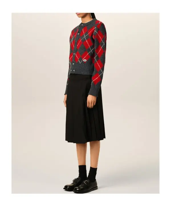 AMI Paris Argyle Printed Cardigan