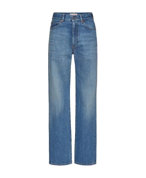 Valentino Garavani Washed Denim Jeans With Archive 1985 Print