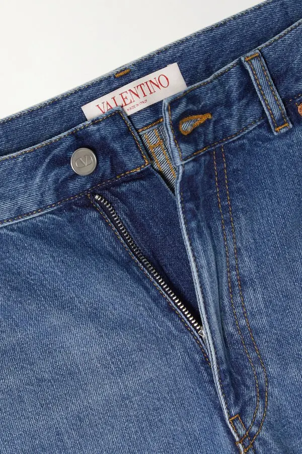 Valentino Garavani Washed Denim Jeans With Archive 1985 Print