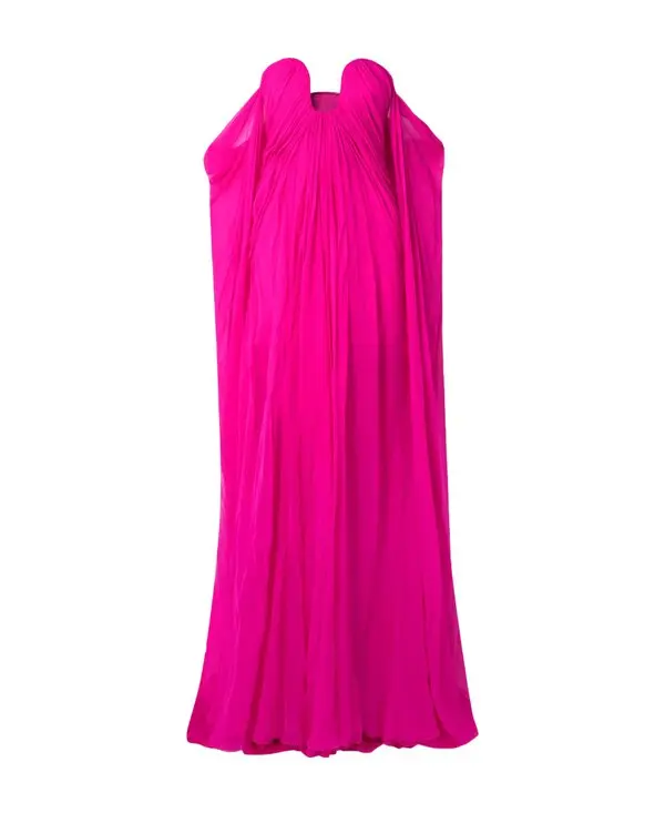 Valentino Garavani Strapless Pleated Silk Chiffon Dress Dress - Pink