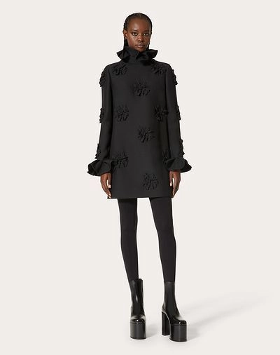 Valentino Garavani Crepe Couture Short Flower Embroidery Dress