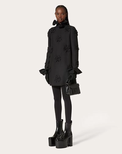 Valentino Garavani Crepe Couture Short Flower Embroidery Dress