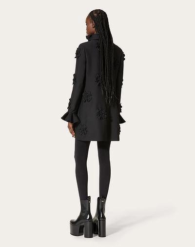 Valentino Garavani Crepe Couture Short Flower Embroidery Dress