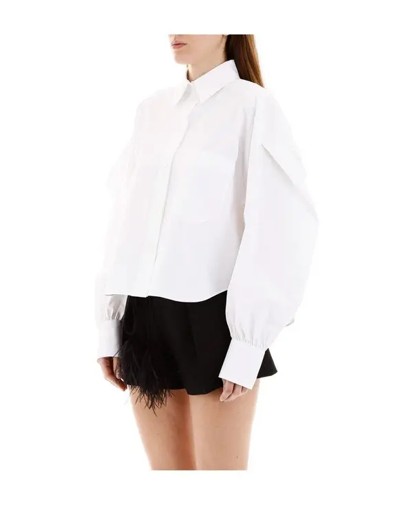 Valentino Garavani Pouf-sleeve Button-up Blouse