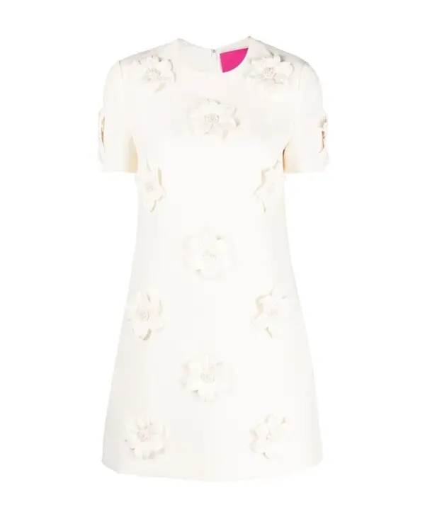 Valentino Garavani Floral-appliquéd Minidress - Ivory White