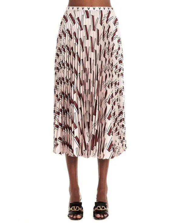 Valentino Garavani V-print Pleated Skirt