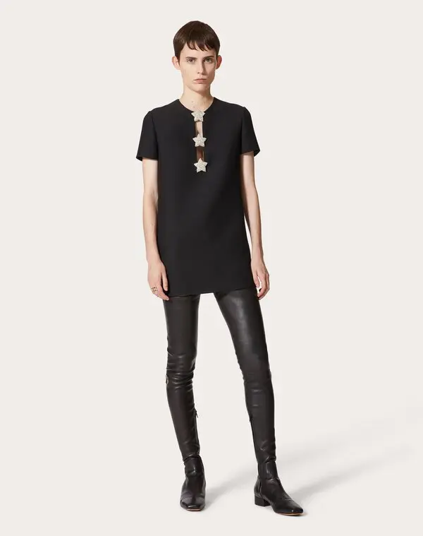 Valentino Garavani Crepe Couture Embroidered Short Dress