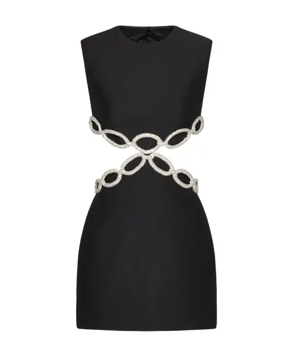 Valentino Garavani Crepe Couture Embroidered Short Dress - Black