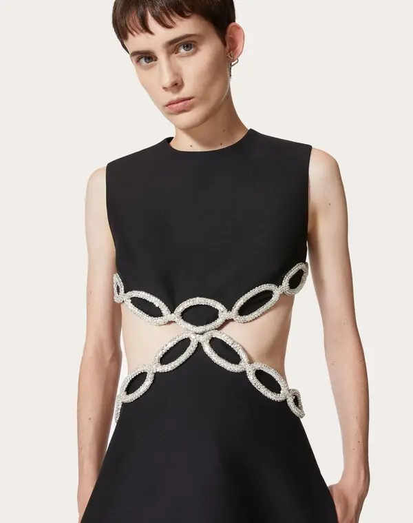 Valentino Garavani Crepe Couture Embroidered Short Dress
