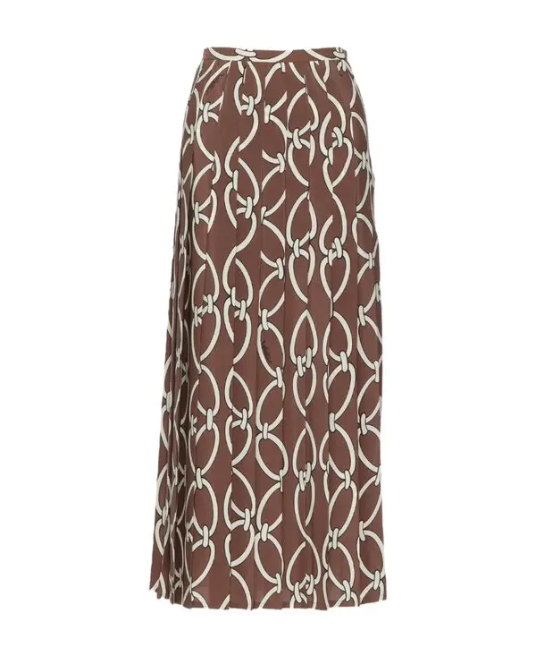 Valentino Garavani Chain-printed Pleated Skirt - Red