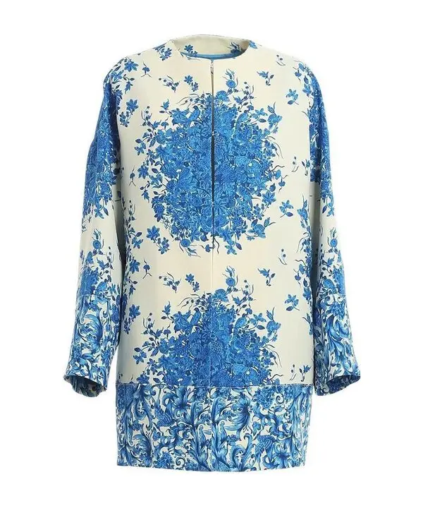 Valentino Garavani Bluegrace Bouquet Collarless Coat - Blue