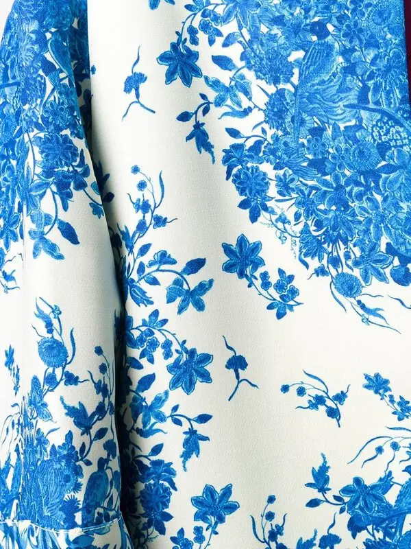 Valentino Garavani Bluegrace Bouquet Collarless Coat