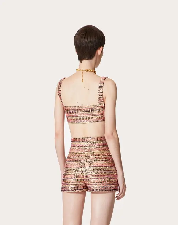 Valentino Garavani Tweed Party Bralette Top