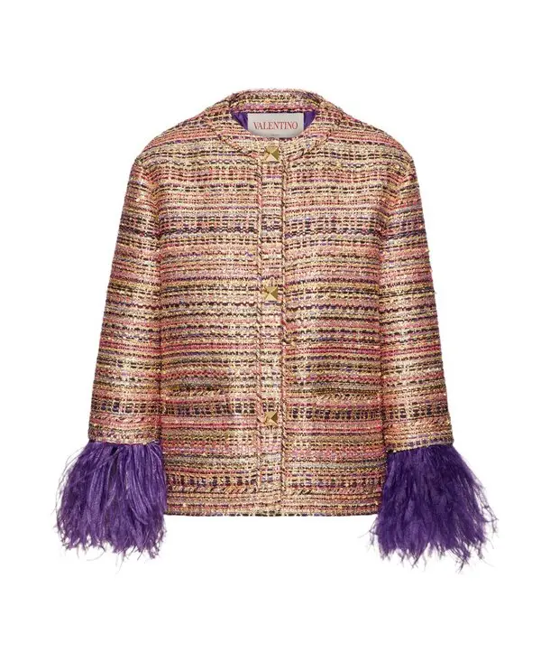 Valentino Garavani Feather-trim Jacket - Nude