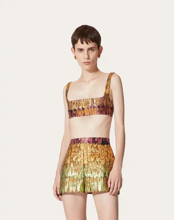 Valentino Garavani Golden Wings Brocade Bralette Top