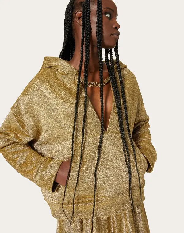 Valentino Garavani Vlogo Chain Metallic Hoodie