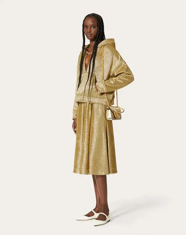 Valentino Garavani Vlogo Chain Metallic Hoodie