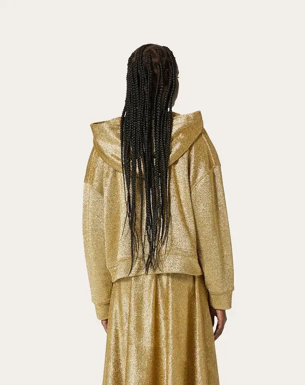 Valentino Garavani Vlogo Chain Metallic Hoodie