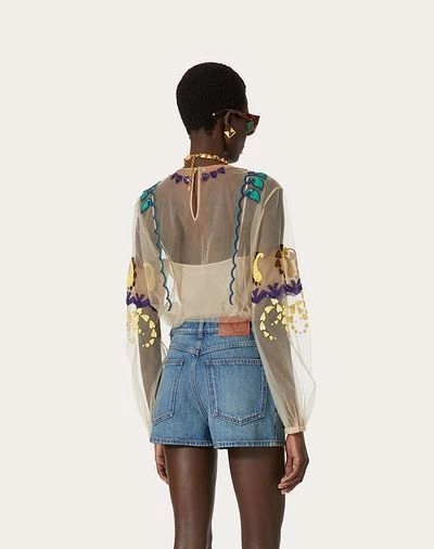 Valentino Garavani Tulle Phantom Embroidered Blouse