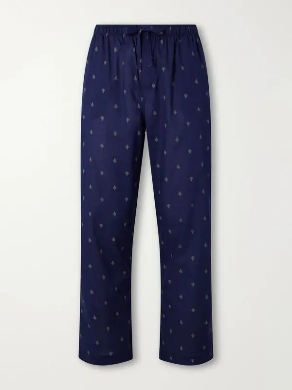 Derek Rose Nelson 111 Straight-leg Cotton-poplin Pyjama Trousers - Blue