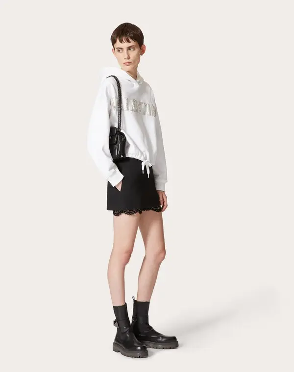 Valentino Garavani Crepe Couture Lace Trim Skirt