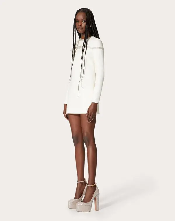 Valentino Garavani Crepe Couture Embroidered Short Dress