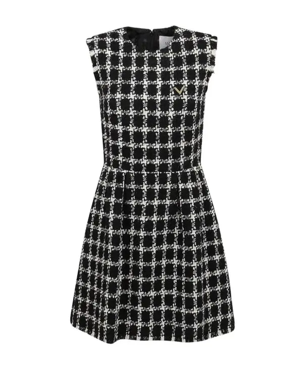 Valentino Garavani Tweed Checkered Sleeveless Dress