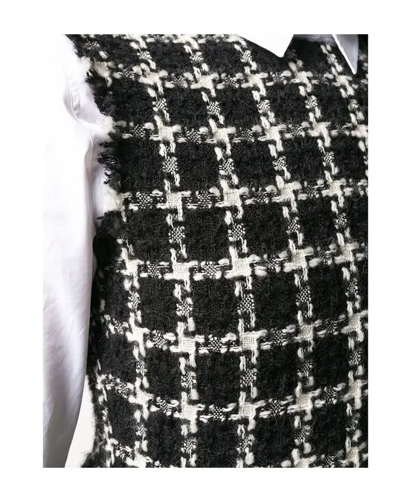 Valentino Garavani Tweed Checkered Sleeveless Dress