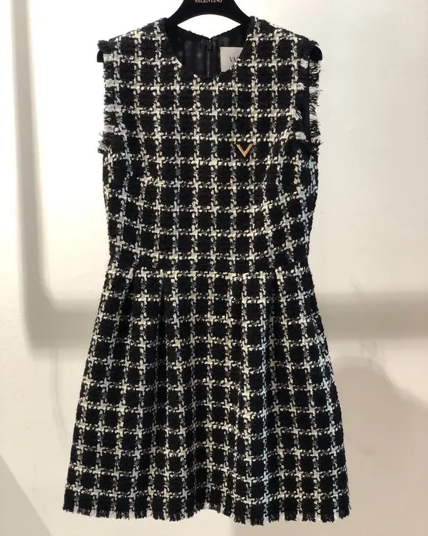 Valentino Garavani Tweed Checkered Sleeveless Dress