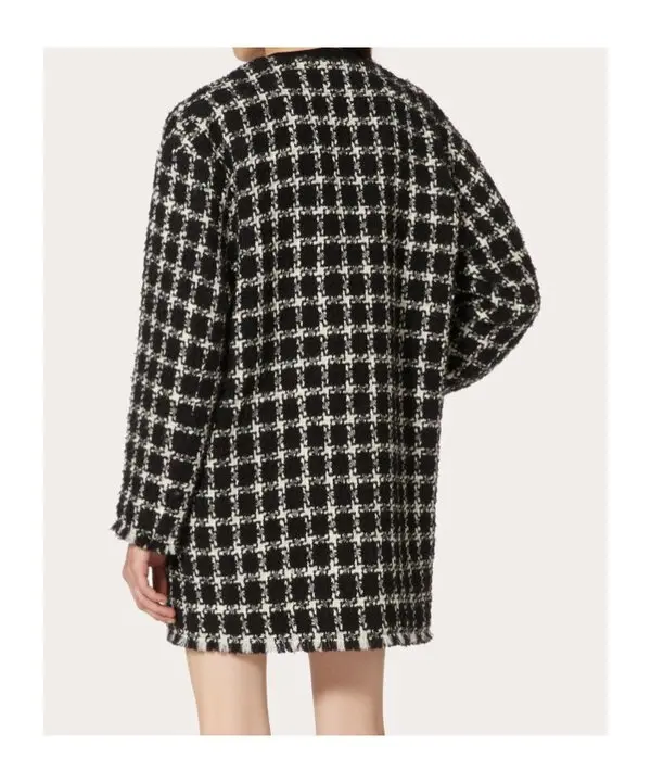 Valentino Garavani Tweed Checkered Vgold Coat