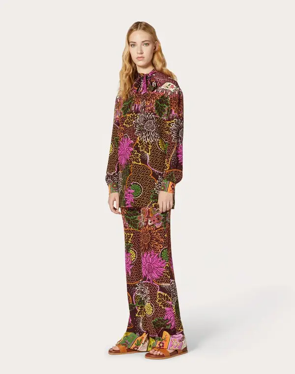 Valentino Garavani Floral Print High-waisted Trousers