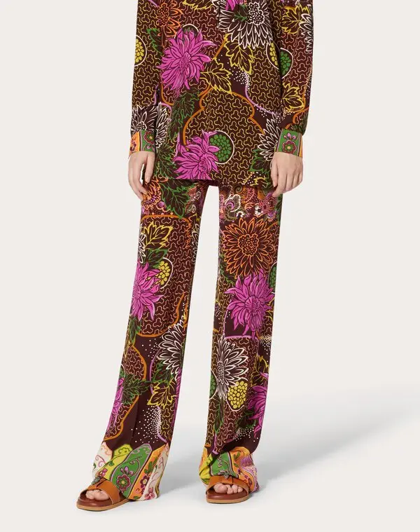 Valentino Garavani Floral Print High-waisted Trousers