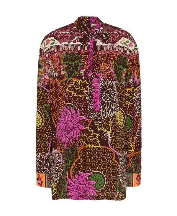 Valentino Garavani Floral Print Pussy Bow Blouse