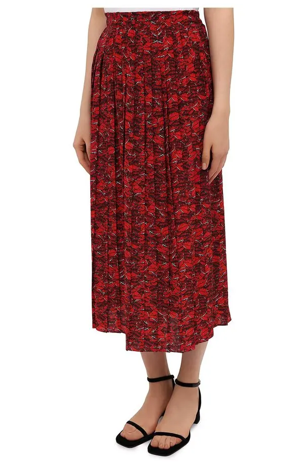 Valentino Garavani Lip Print Pleated Skirt