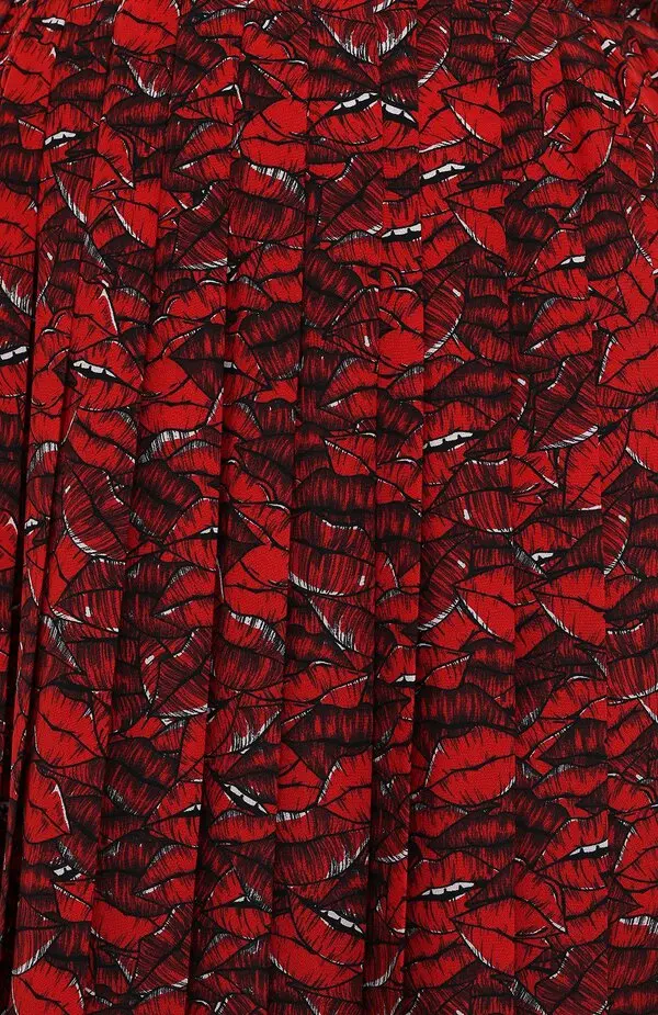 Valentino Garavani Lip Print Pleated Skirt