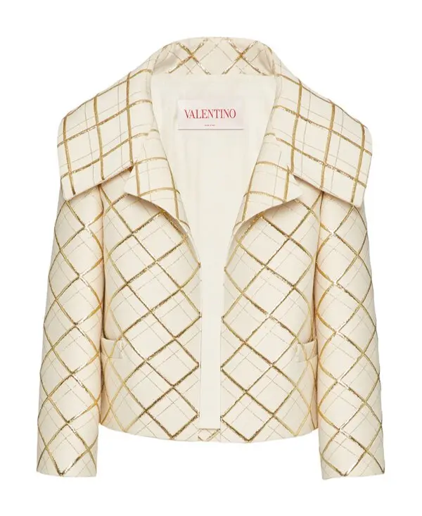 Valentino Garavani Spread-collar Cropped Jacket - White