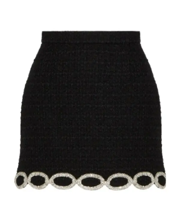 Valentino Garavani Crystal Tweed Miniskirt - Black