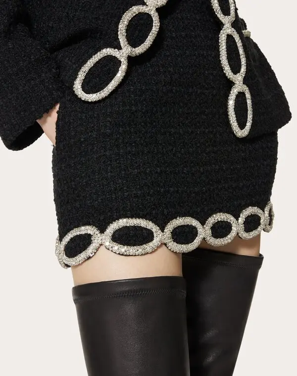 Valentino Garavani Crystal Tweed Miniskirt