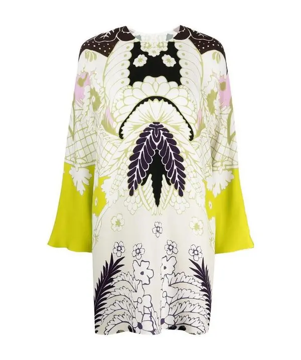 Valentino Garavani Abstract-print Long-sleeve Dress - White