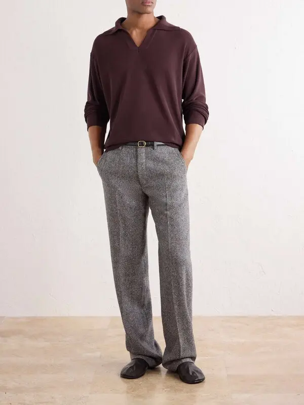 BODE Knitted Cotton-crepe Polo Shirt