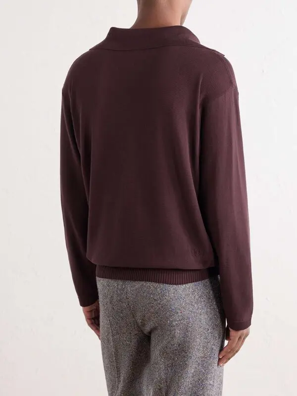 BODE Knitted Cotton-crepe Polo Shirt