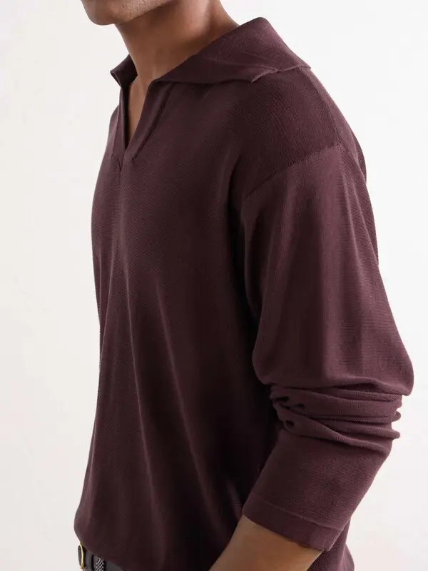 BODE Knitted Cotton-crepe Polo Shirt