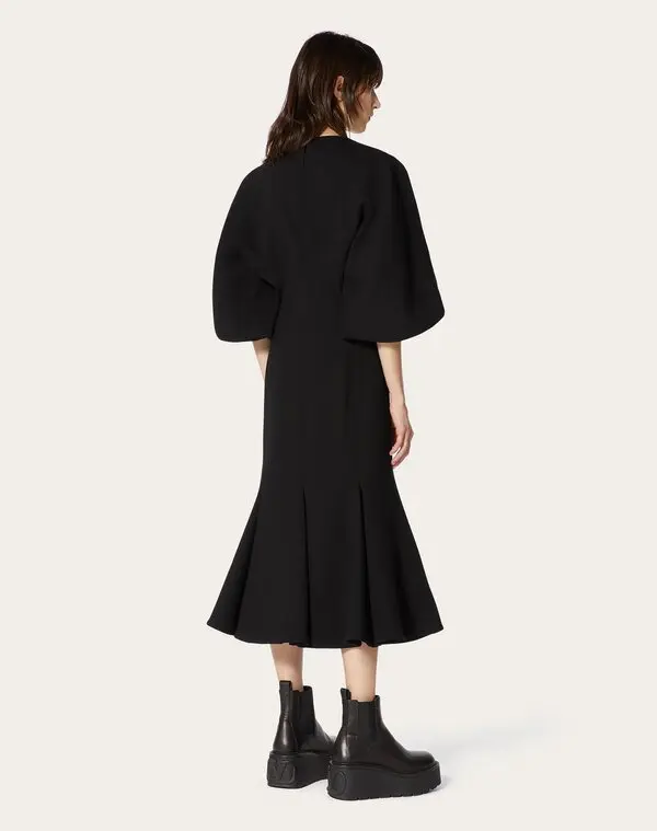 Valentino Garavani Gathered-sleeve V-neck Midi Dress