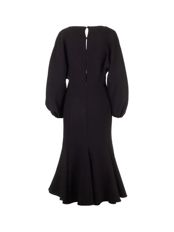 Valentino Garavani Gathered-sleeve V-neck Midi Dress