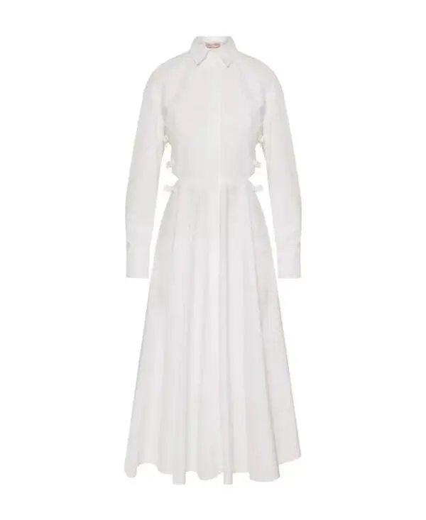 Valentino Garavani Cut-out Long-sleeved Shirt Dress - White