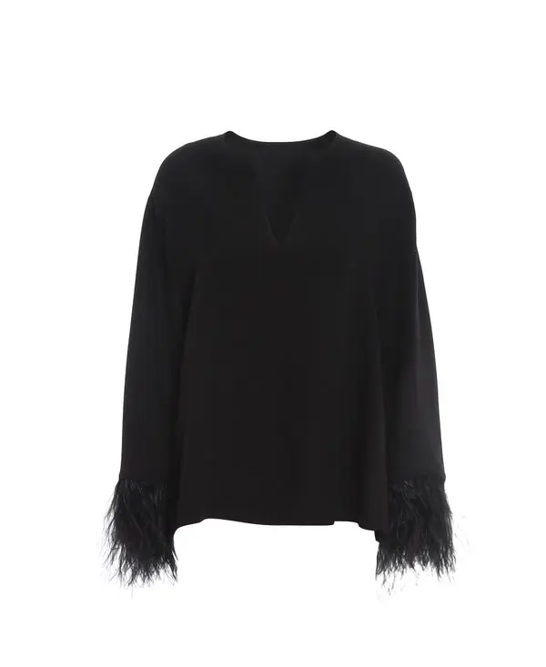 Valentino Garavani Embellished Cuff Lightweight Blouse - Black