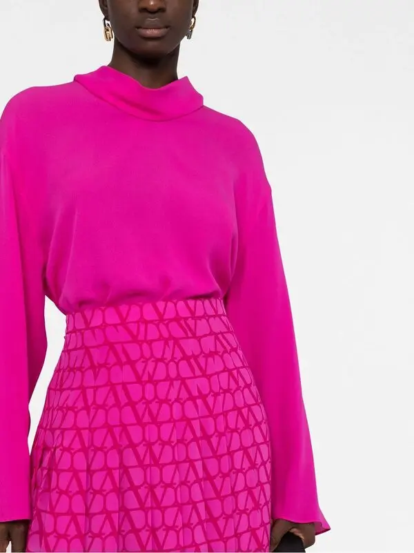 Valentino Garavani Bow-detail Funnel Neck Silk Top