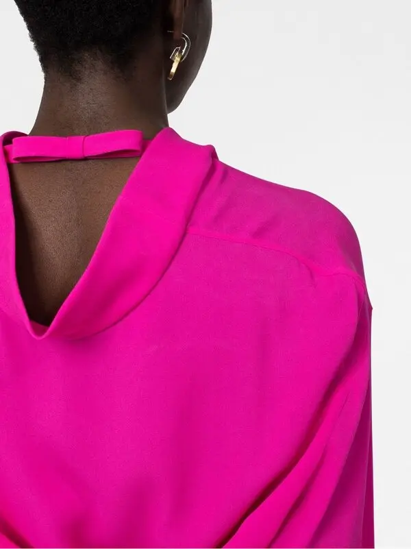 Valentino Garavani Bow-detail Funnel Neck Silk Top