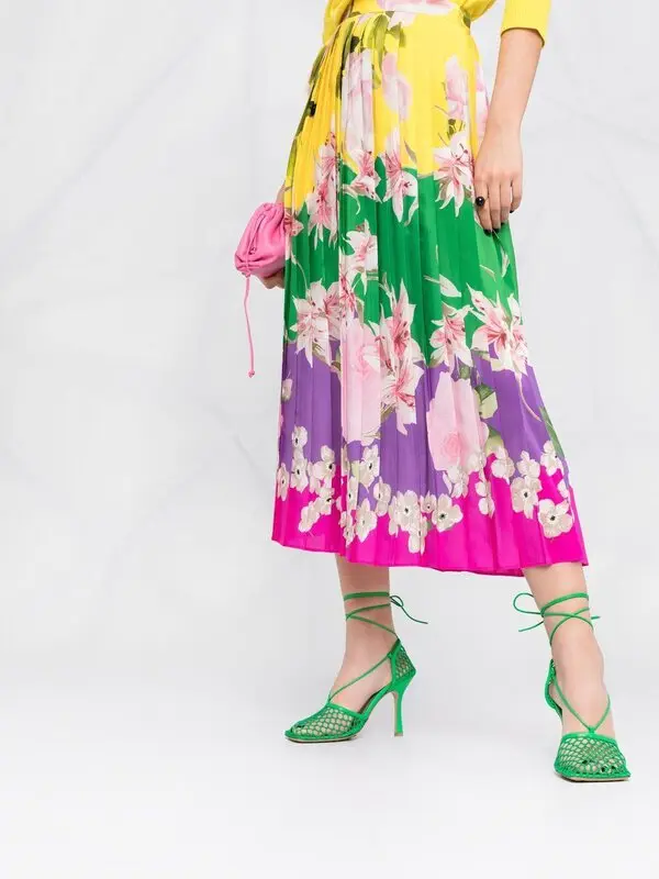 Valentino Garavani Pleated Floral Midi Skirt