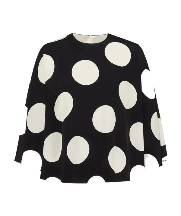 Valentino Garavani Polka Dot Print Cape-style Blouse - Black